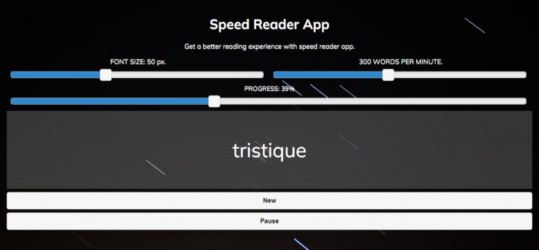 Speed reader in JavaScript with free source code 023