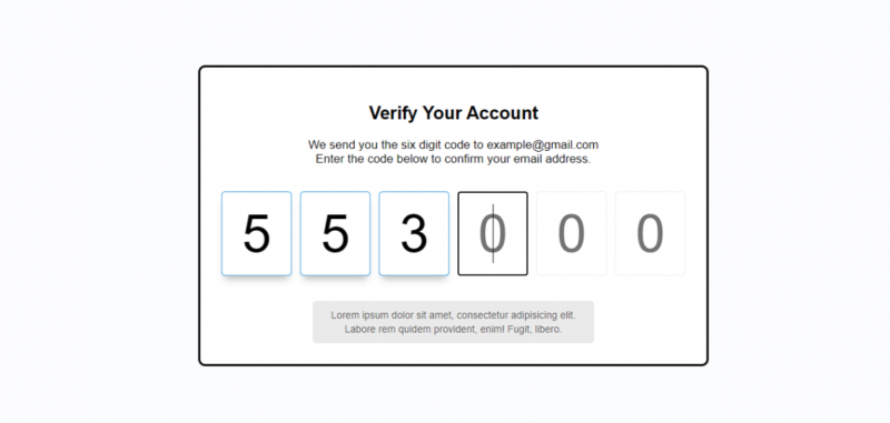 Verify account UI Build with html, css, js Boost UX 025